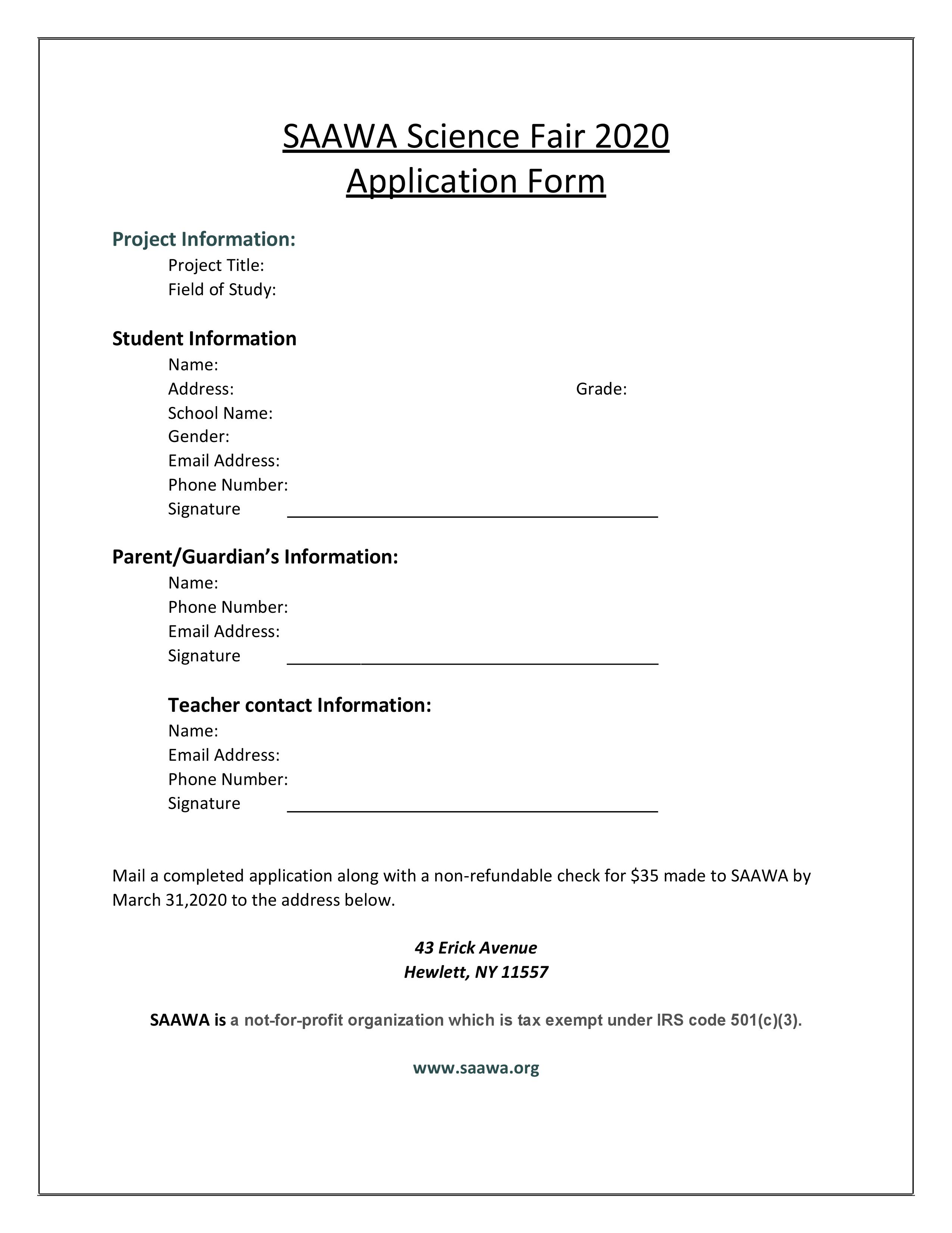 SAAWA Application 2021 – SAAWA